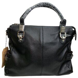 S-Zone | Bags | Szone Black Pebble Genuine Leather Satchel Handbag ...